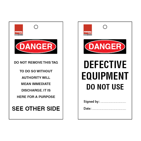 Lock Out Tag - Danger Defective Equipment Do Not Use - 80 x 145mm ...