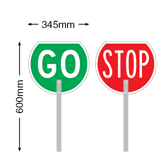 Stop & Go Sign - 345 x 300mm - c/w 300mm aluminium handle | Powerpac
